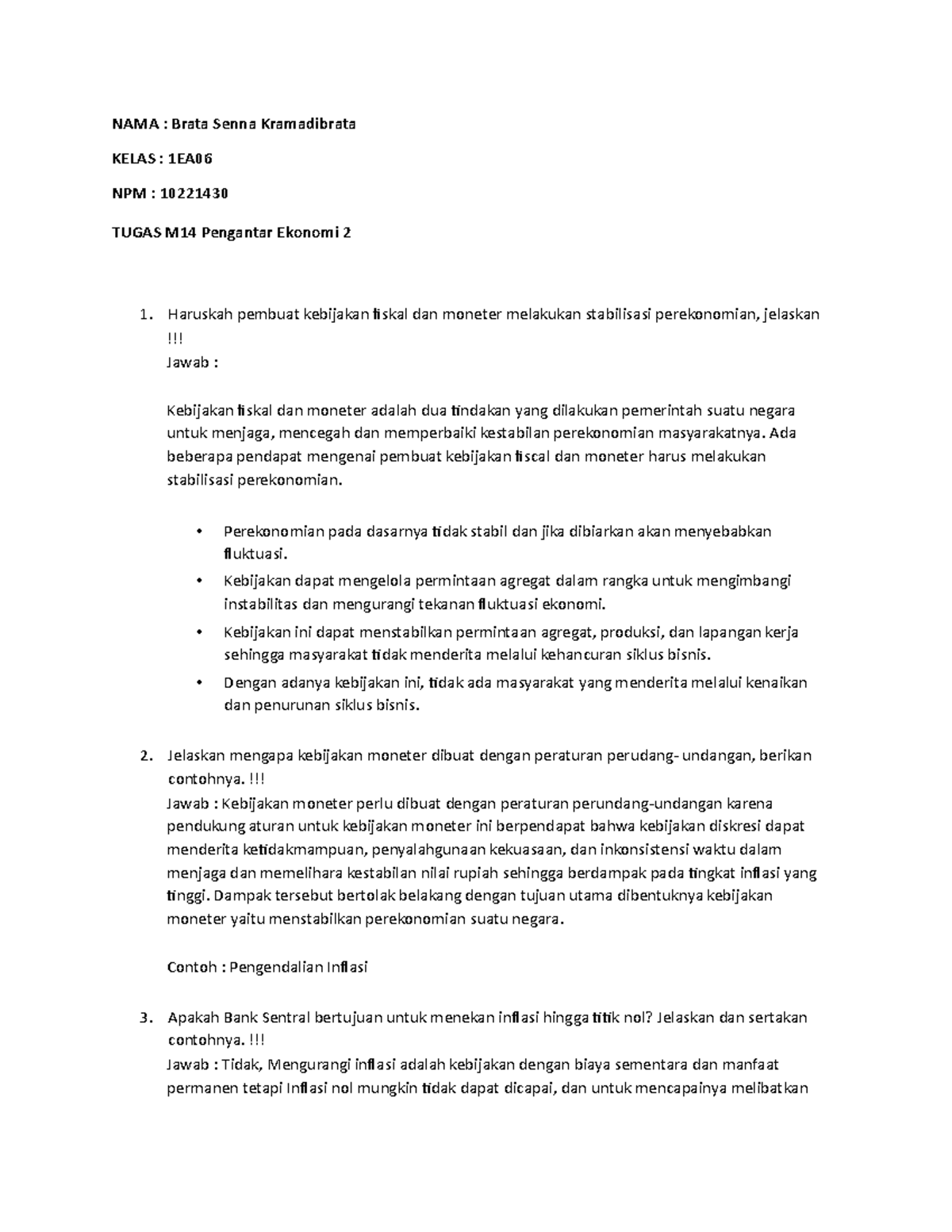 M14 PE2 Brata Senna - tugas - NAMA : Brata Senna Kramadibrata KELAS : 1EA NPM : 10221430 TUGAS ...