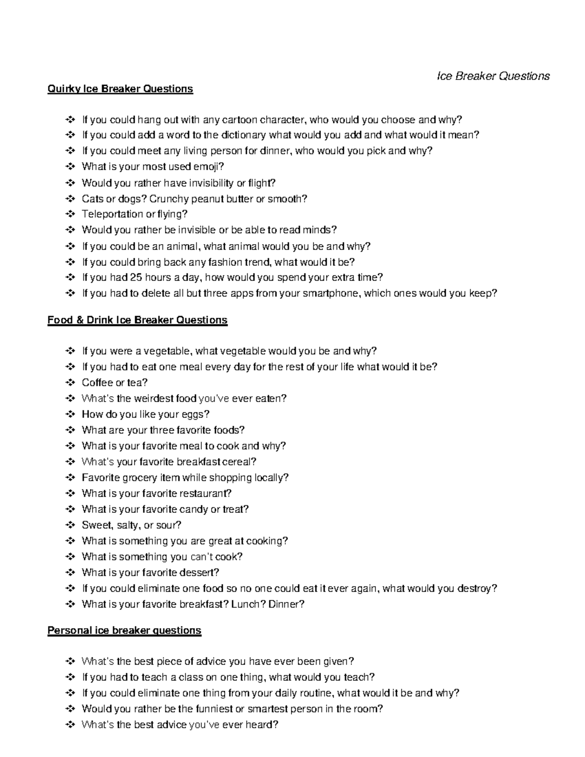 Fun-icebreaking-questions - Ice Breaker Questions Quirky Ice Breaker ...