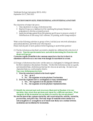Vert Bio Lab Syllabus 2022 - VERTEBRATE BIOLOGY LABORATORY (Biol 456L ...