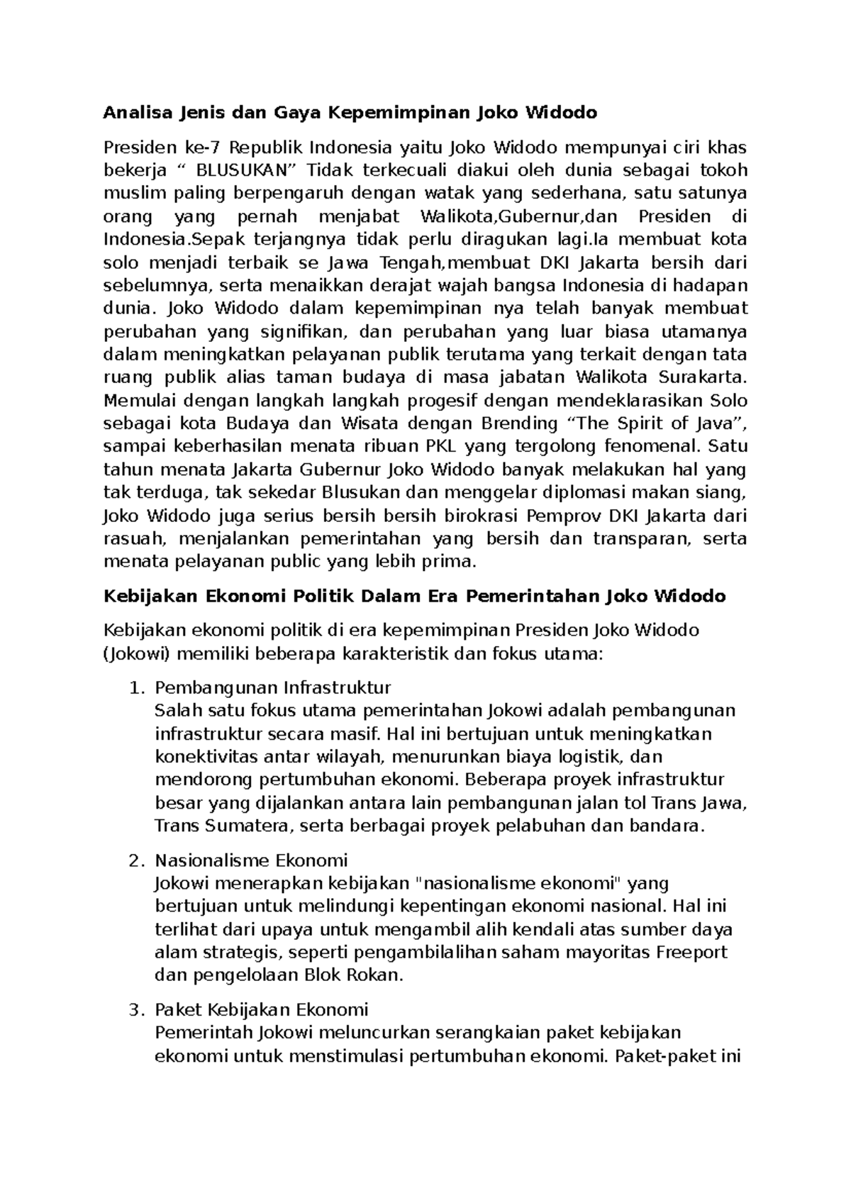 Materi ppt ajas - Analisa Jenis dan Gaya Kepemimpinan Joko Widodo Presiden ke-7 Republik ...