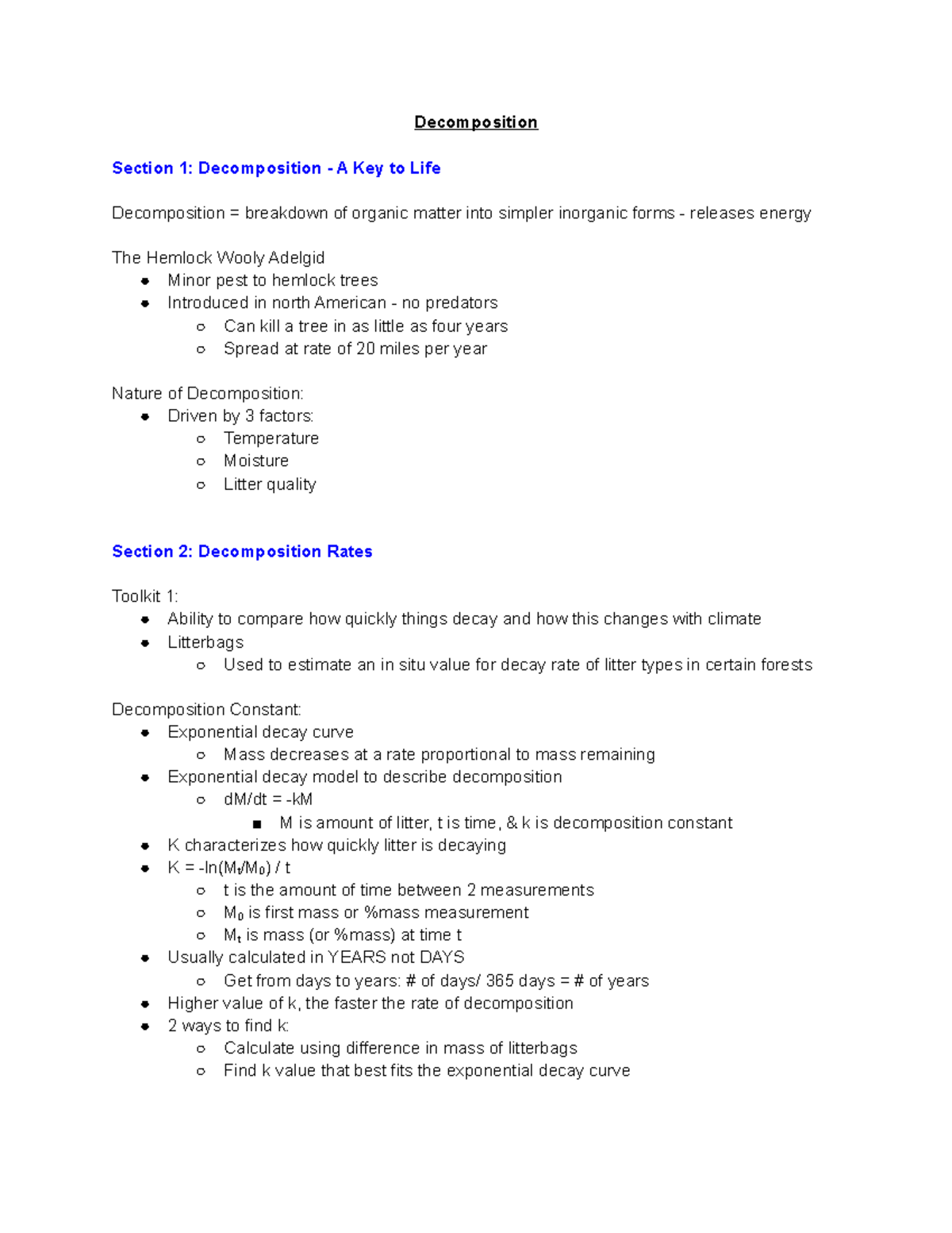 Decomposition Notes - Decomposition Section 1: Decomposition - A Key to ...