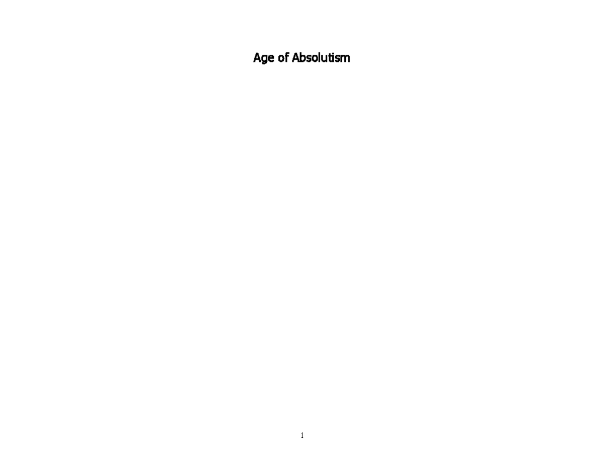 2. Age of Absolutism study notes - Age of Absolutism Unit Introduction ...