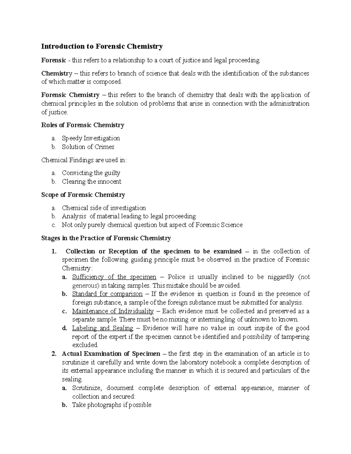 Introduction to forensic chemistry - Introduction to Forensic Chemistry ...