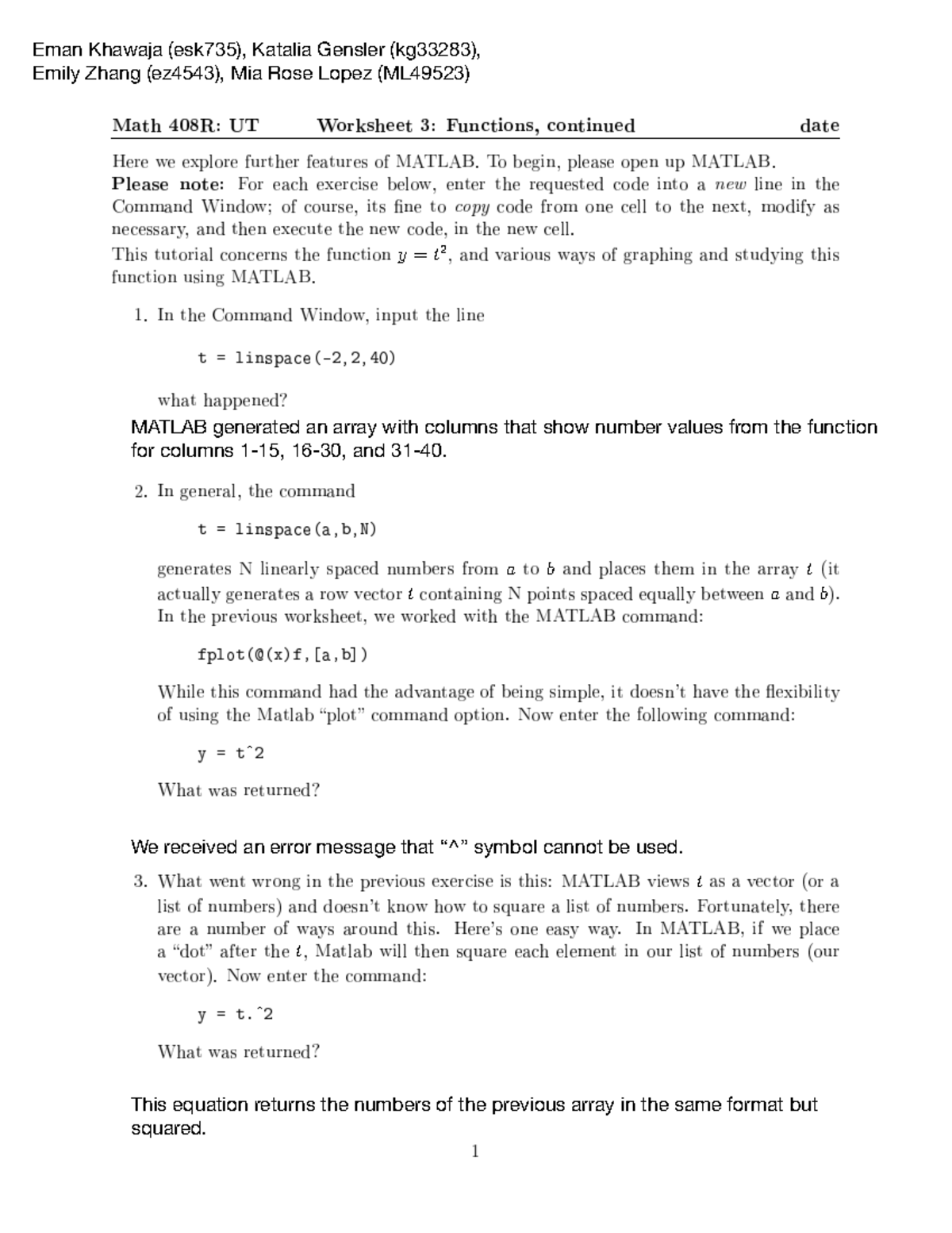 Ws 3 more functions 2 - m/a - y = t 2 a b t t a b ˆ t t ˆ Eman Khawaja ...