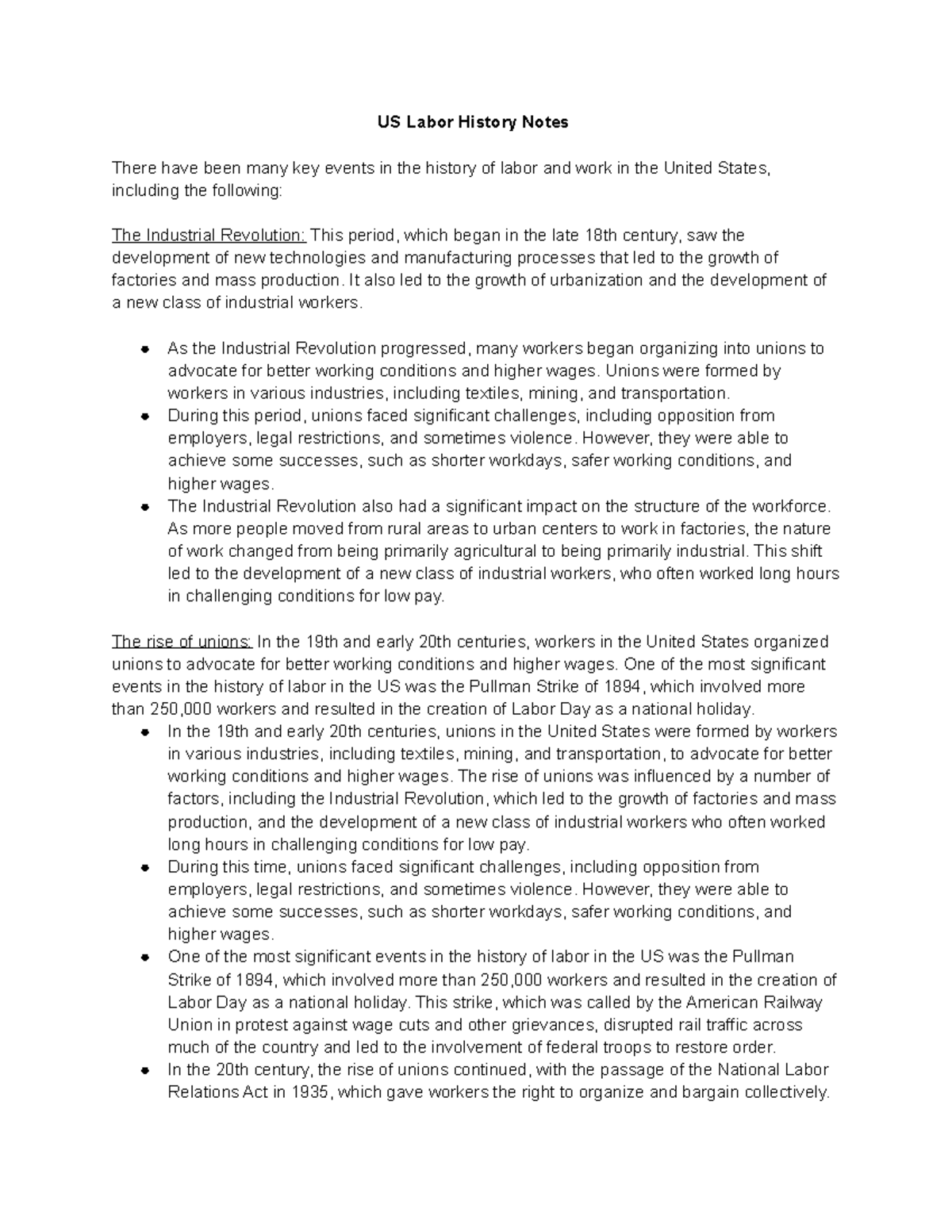 US Labor History Notes - US Labor History Notes There have been many ...