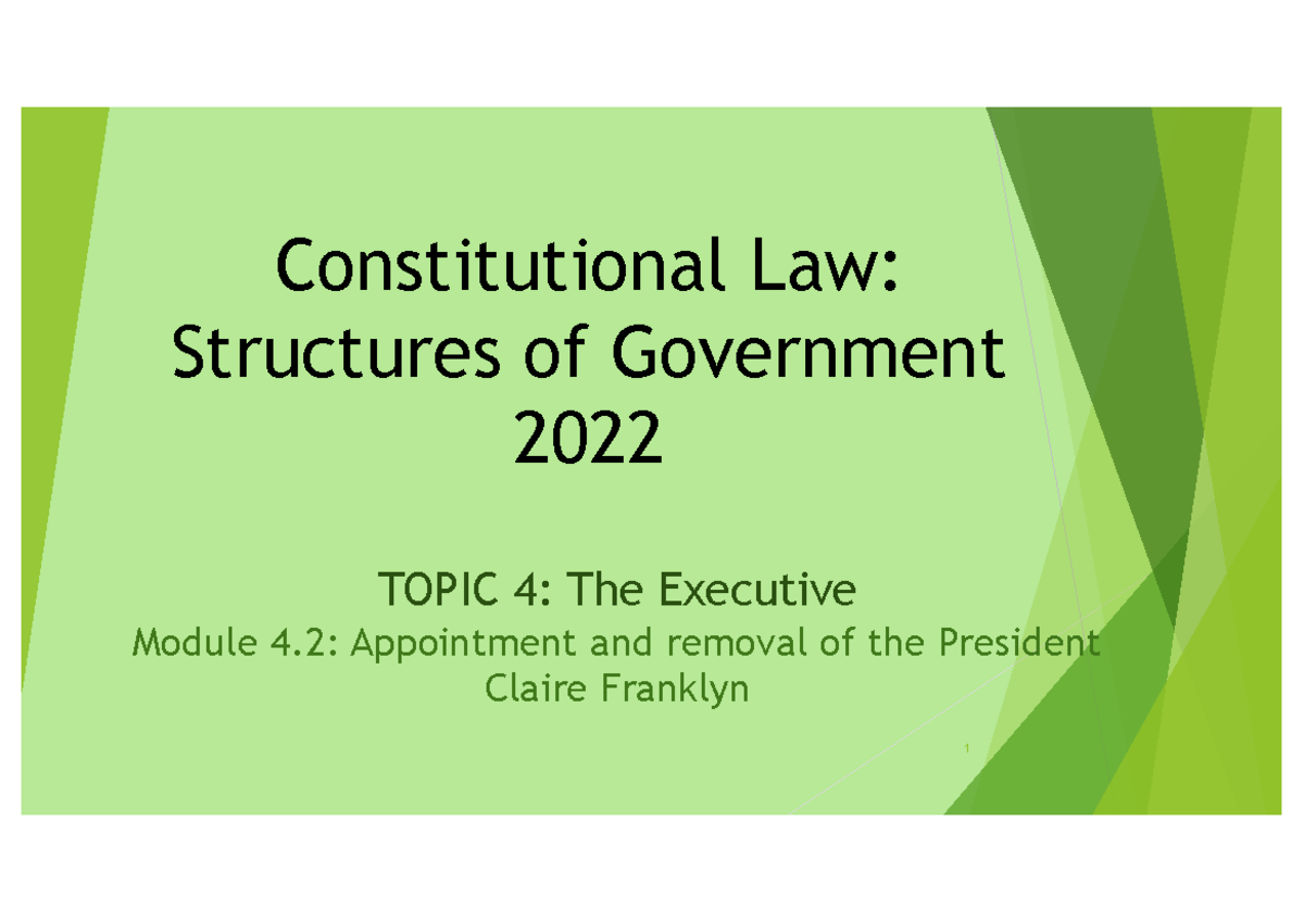 Con Law Topic 4 Module 4.2 (no audio) - TOPIC 4: The Executive Module 4 ...