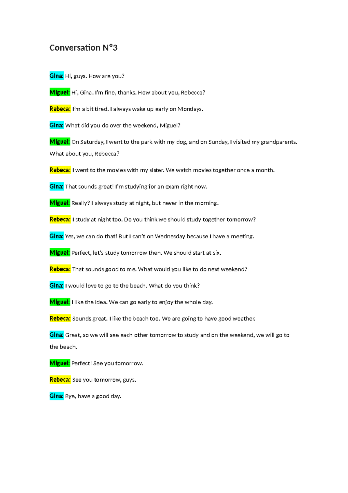 Conversation Nº3 - Una conversacion para mejorar el speaking ...