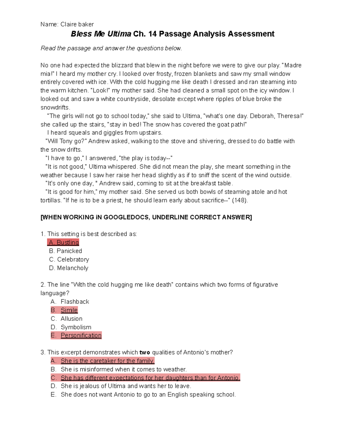 Copy of Beginning Ch. 14 Passage Analysis (Canvas) - Name: Claire baker ...