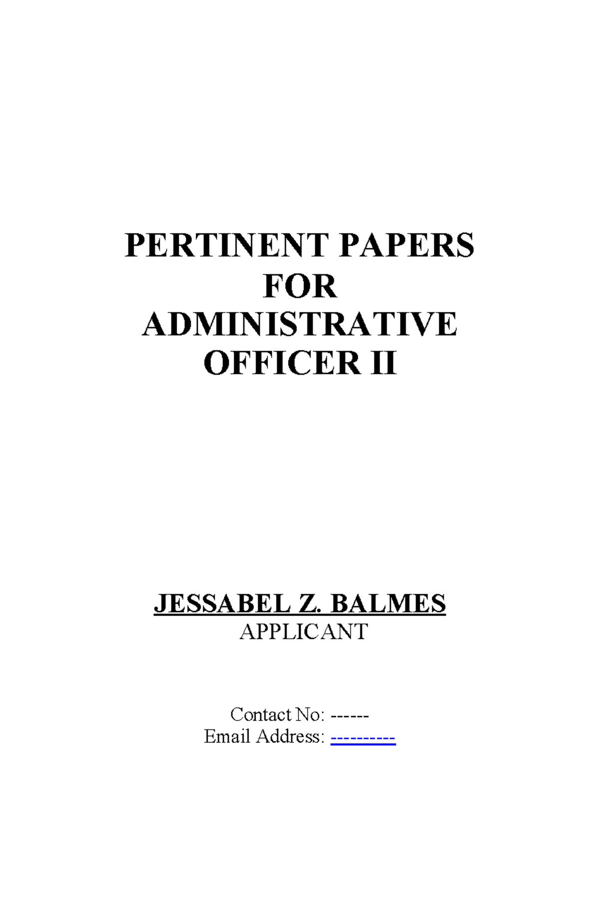 Pertinent Papers Tabbing - PERTINENT PAPERS FOR ADMINISTRATIVE OFFICER ...