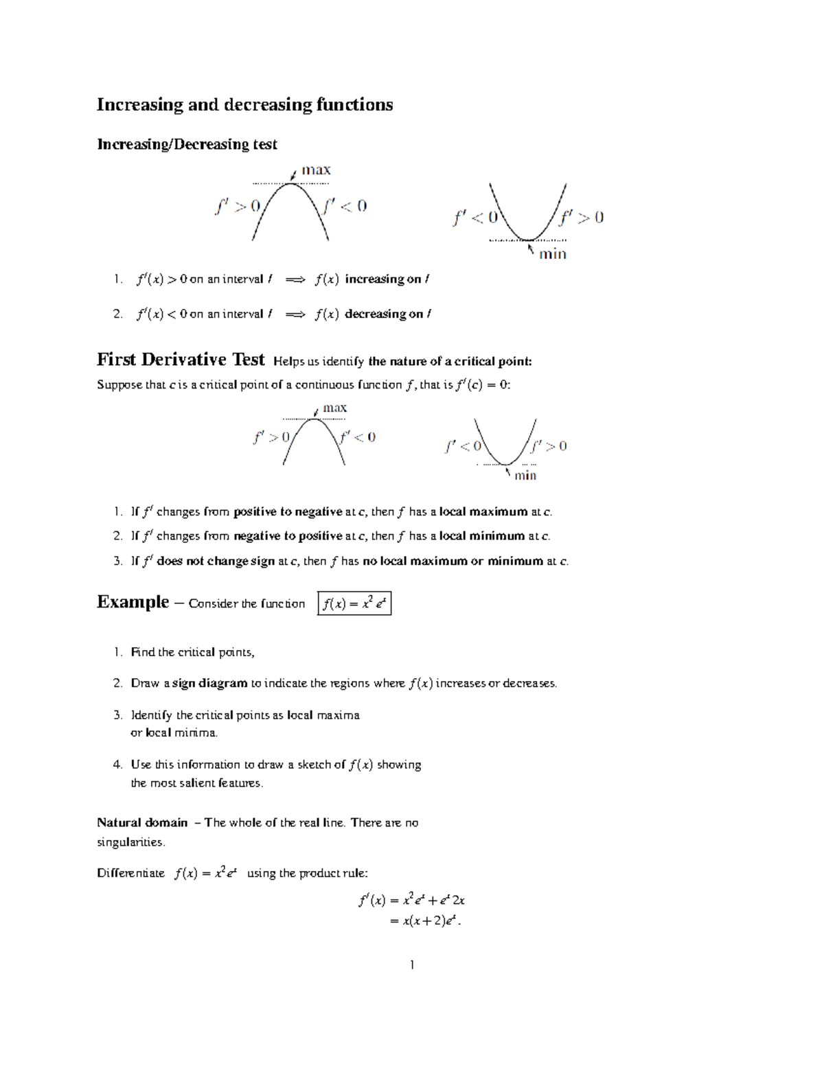 Lecture 6 2 Handout - Increasing and decreasing functions Increasing ...