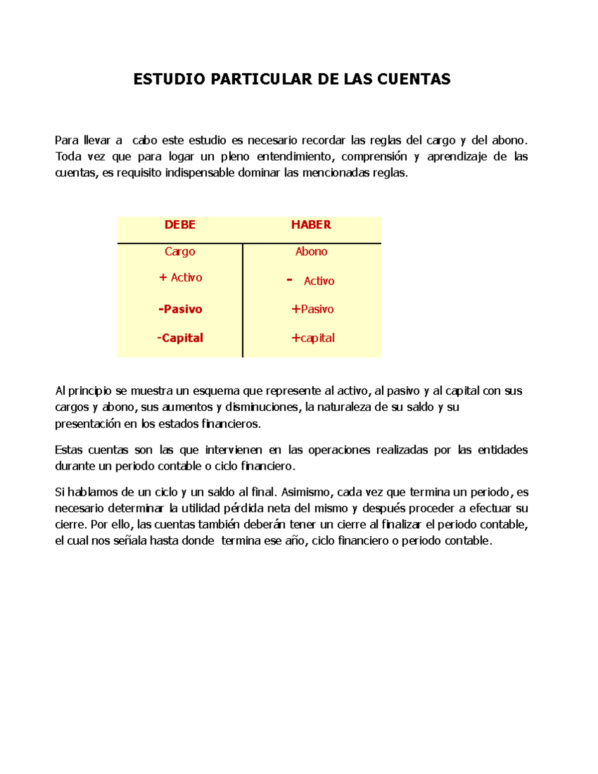 Estudio Particular DE LAS Cuentas - ESTUDIO PARTICULAR DE LAS CUENTAS ...