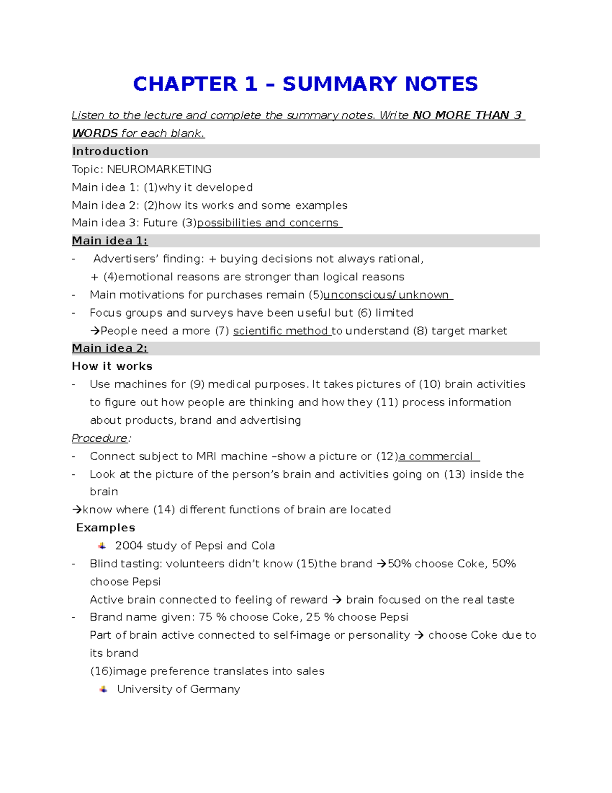 Chapter 1 - cal1 - CHAPTER 1 – SUMMARY NOTES Listen to the lecture and ...