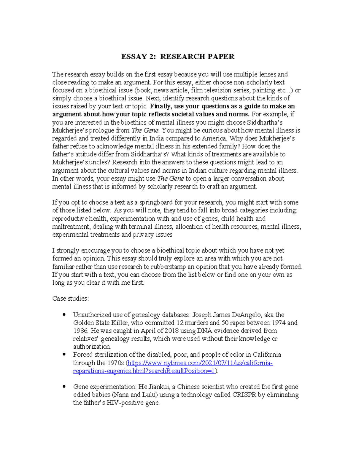 Research assignment sequence - ESSAY 2: RESEARCH PAPER The research ...