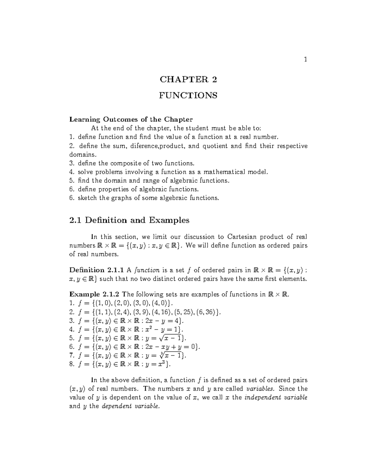 Chapter 2 - Enjoy - CHAPTER 2 FUNCTIONS Learning Outcomes of the ...