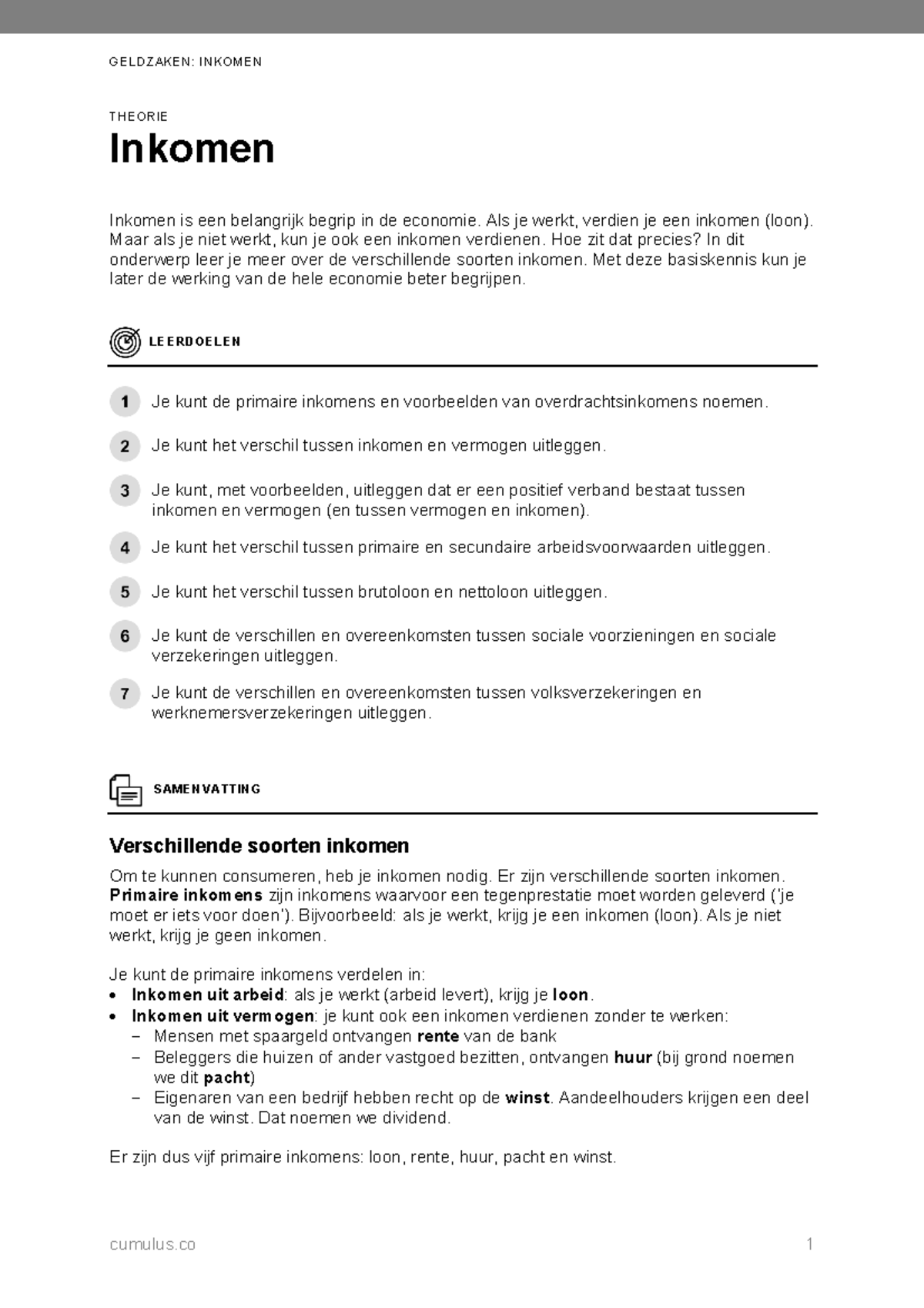 C samenvatting t10120 o03s02 inkomen 1689342181 - THEORIE Inkomen ...