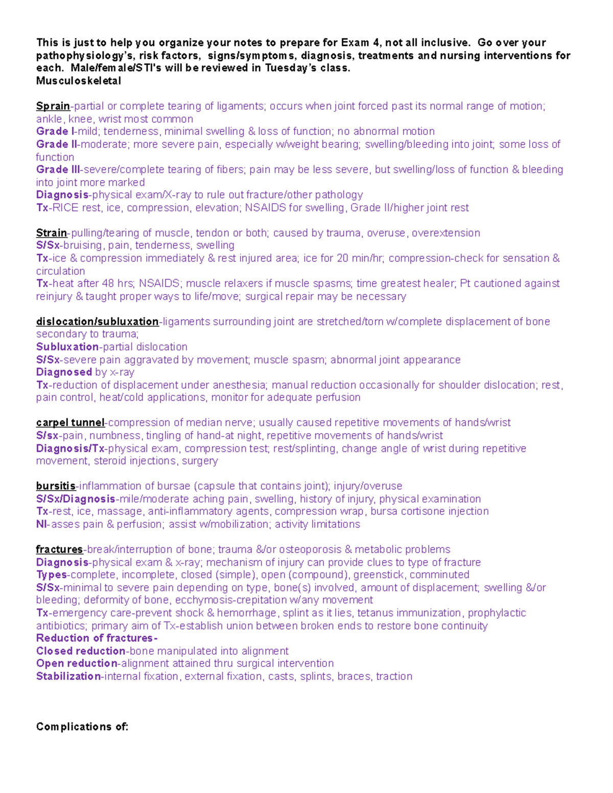 Exam 4 Review - Lecture notes - This is just to help you organize your ...