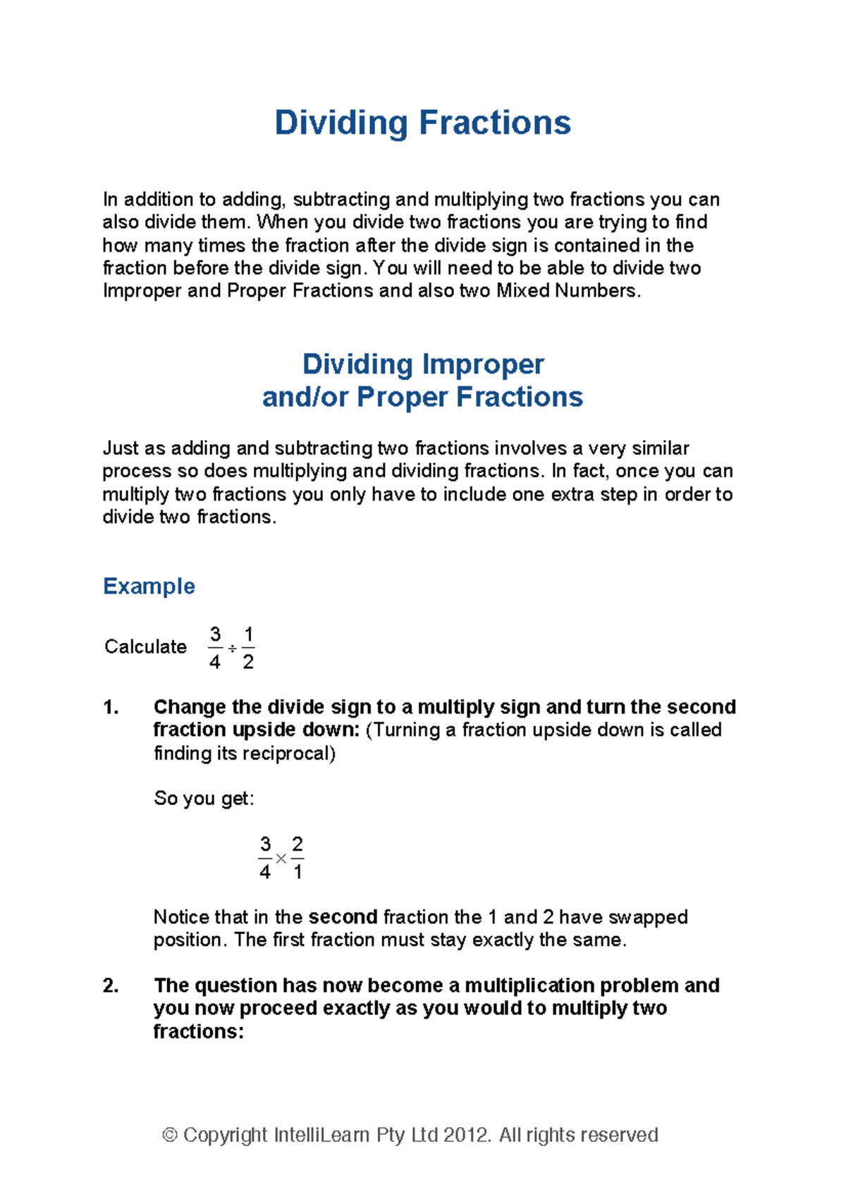 P14-14012 - Med Cal - Dividing Fractions In addition to adding ...