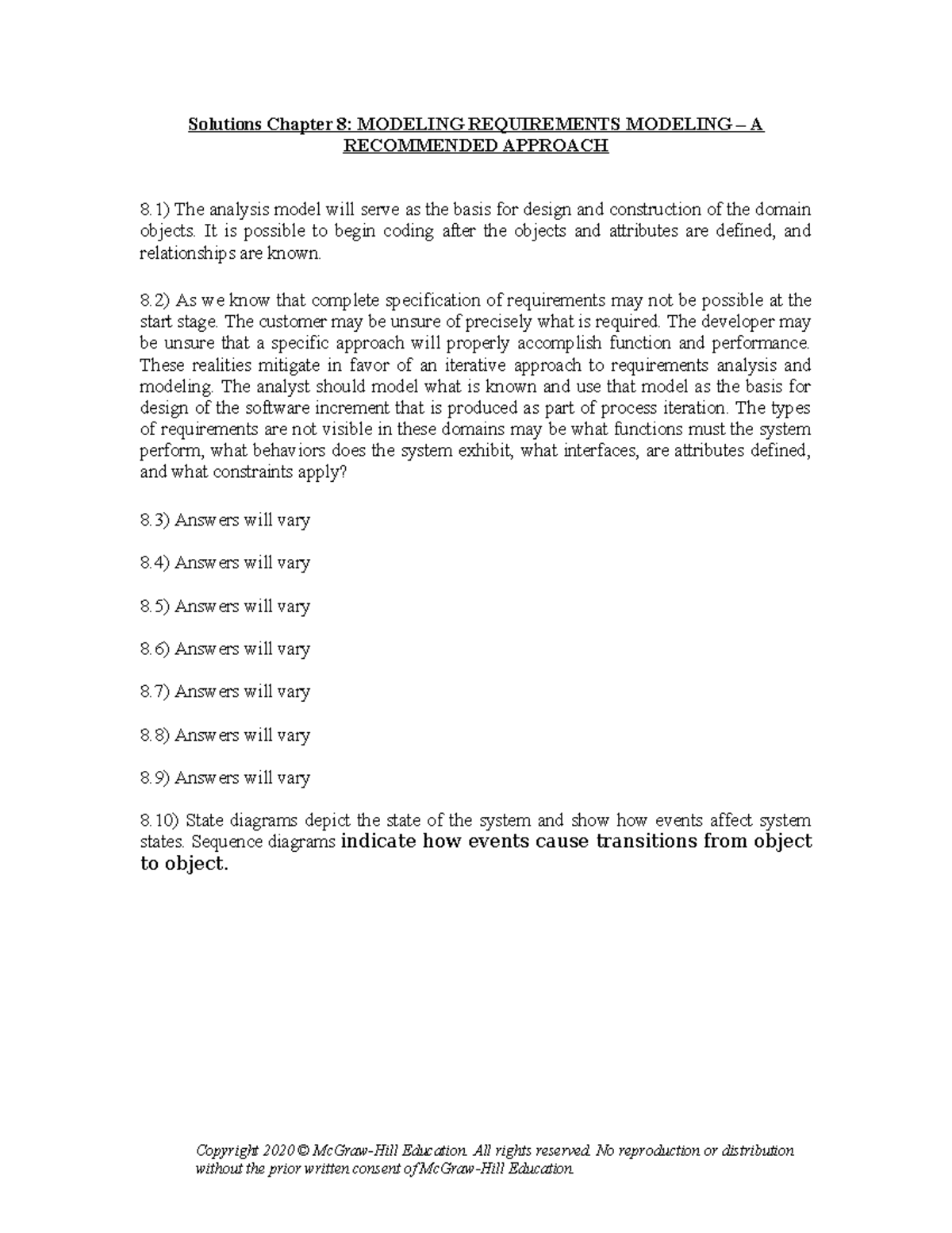 Pressman SEPA 9e Ch008 SM - Solutions Chapter 8: MODELING REQUIREMENTS MODELING – A RECOMMENDED ...