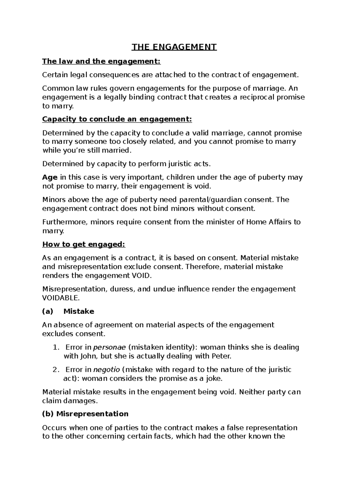 The Engagement - Notes compiled by Ndinani for the purpose of making ...