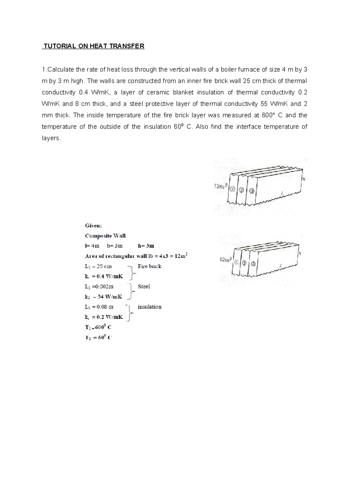 Heat transfer tutorials-1 - TUTORIAL ON HEAT TRANSFER 1 the rate of ...