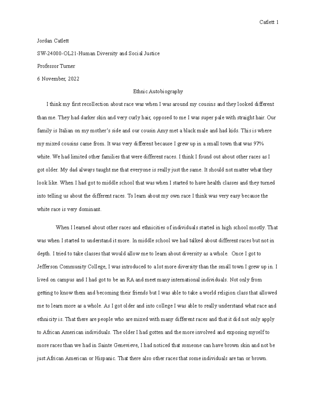 Ethnic Autobipgraphy - Autobiography - Jordan Catlett SW-24000-OL21 ...