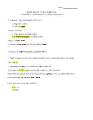 Crash Course Episodes 1-3 - Name: _________________ Crash Course ...