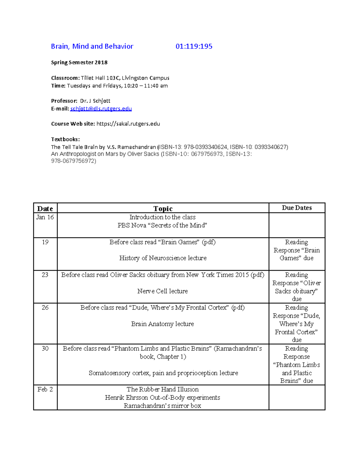 Syllabus for Brain Mind and Behavior Spring 2018 - Brain, Mind and ...