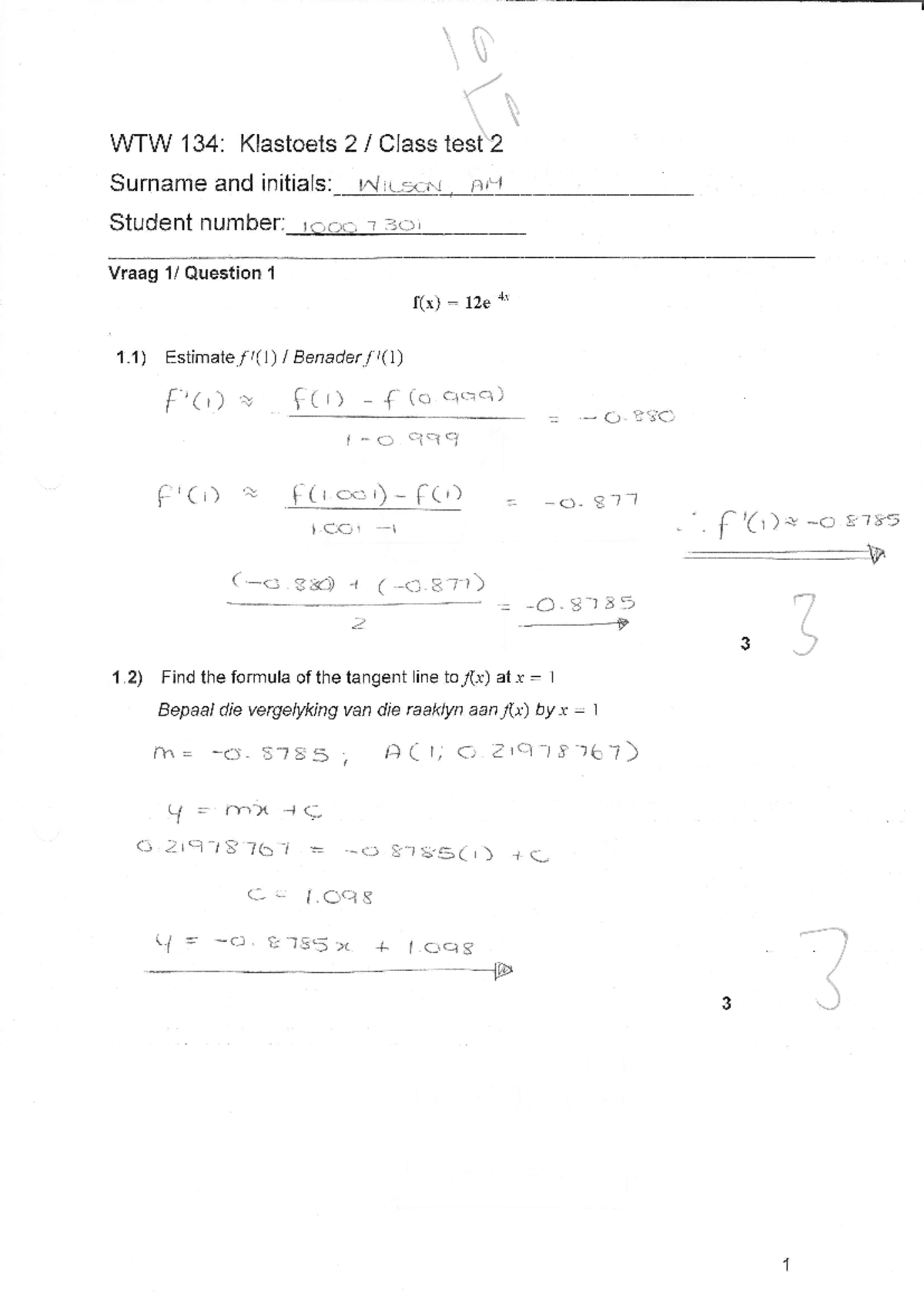 Wtw 134 class test 2 10 - Practice Test - $.' ( WTW 134. Klastoet s 2 ...