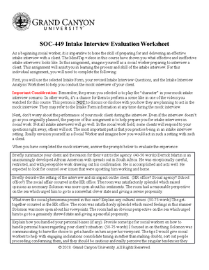 SOC 449 RS T1 Intake Form Analysis Worksheet - SOC-449 - GCU - Studocu