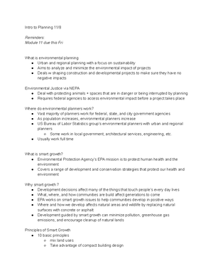 Intro to Planning Notes - Intro to Planning OSSD Notes Reminders: Due ...