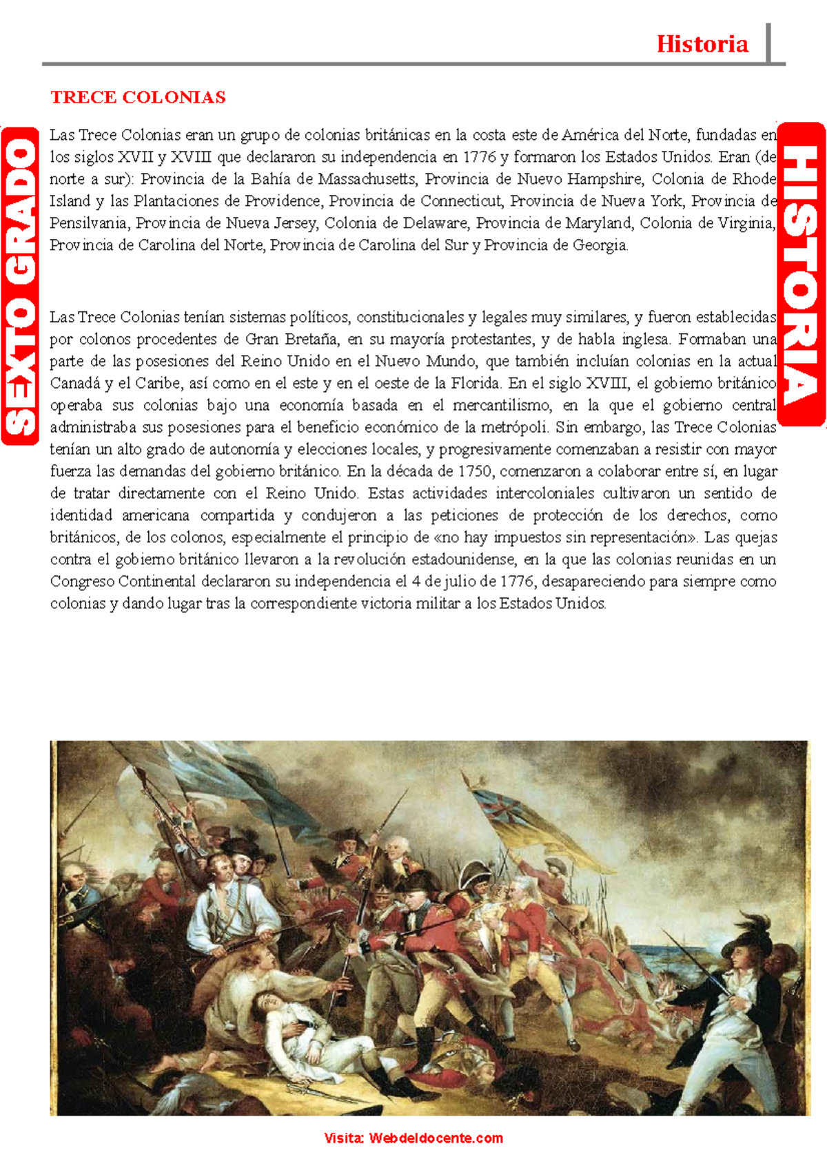 Historia 5 - Historia TRECE COLONIAS Las Trece Colonias eran un grupo ...