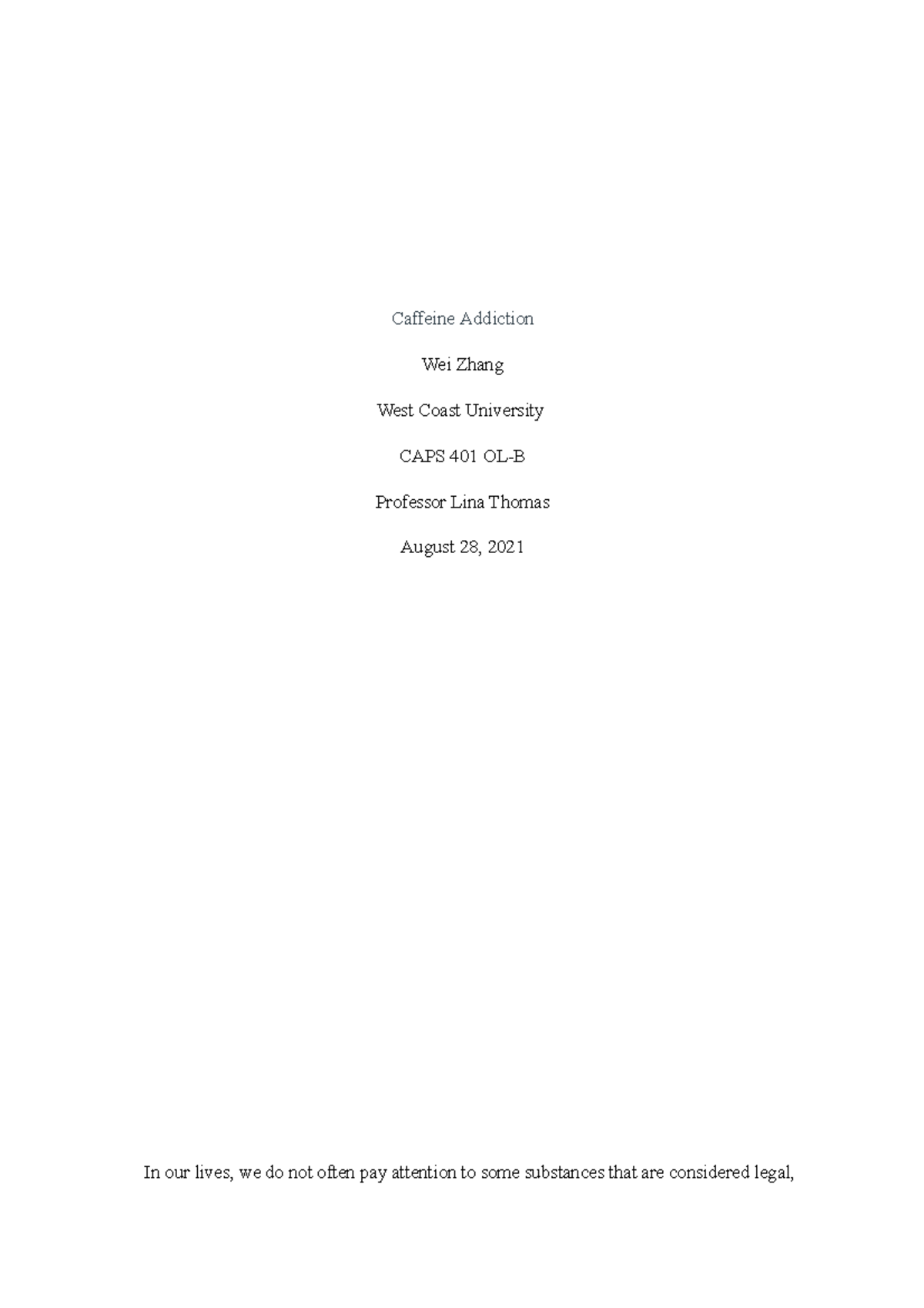 Topic Proposal and Problem Statement Paper - CAPS 401 - WCU - Studocu