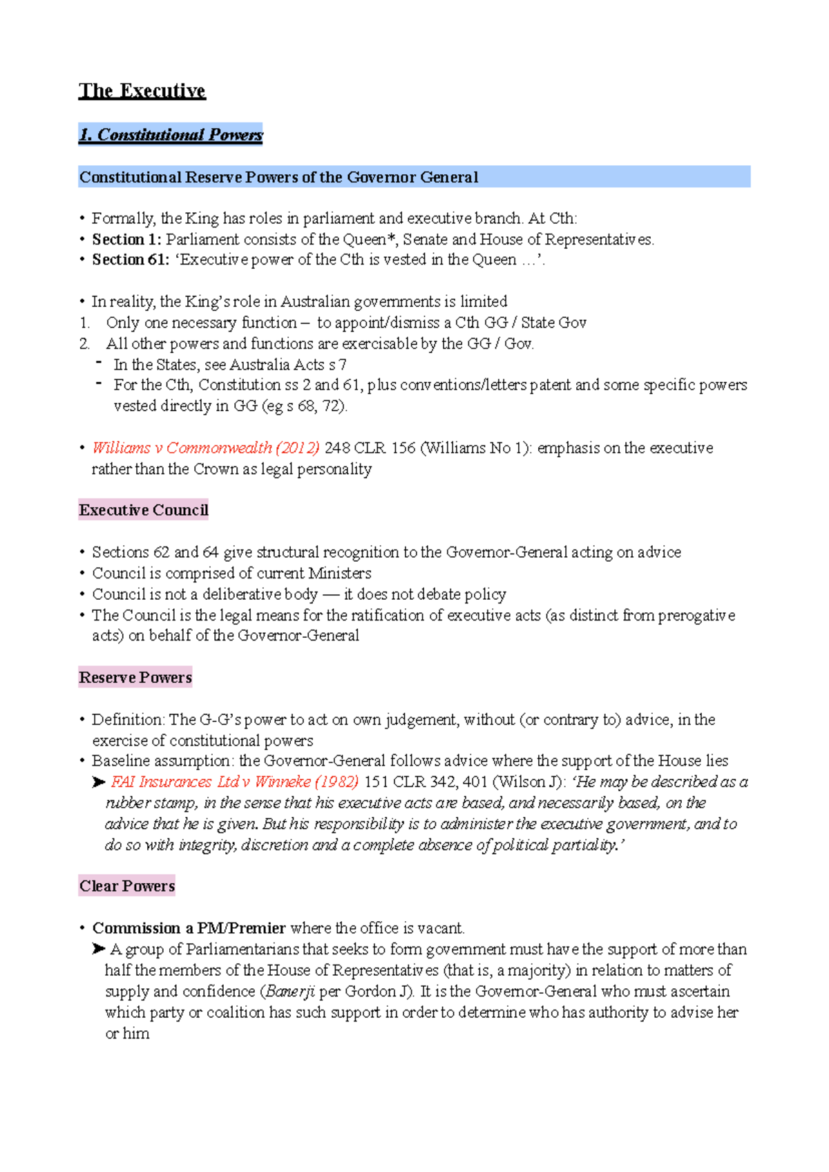 Executive Branch Summary + Scaffold - The Executive 1. Constitutional ...