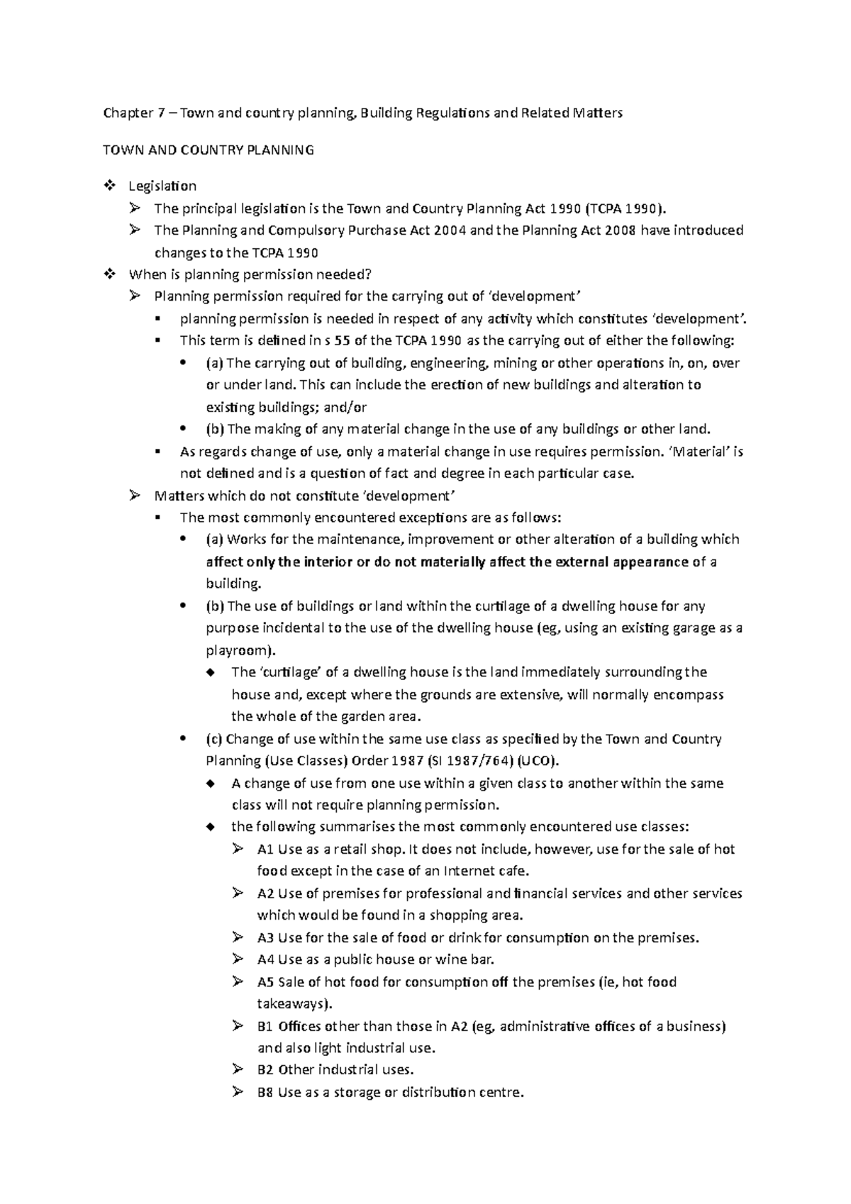 Chapter 7 - planning and building regulations - Chapter 7 Town and ...