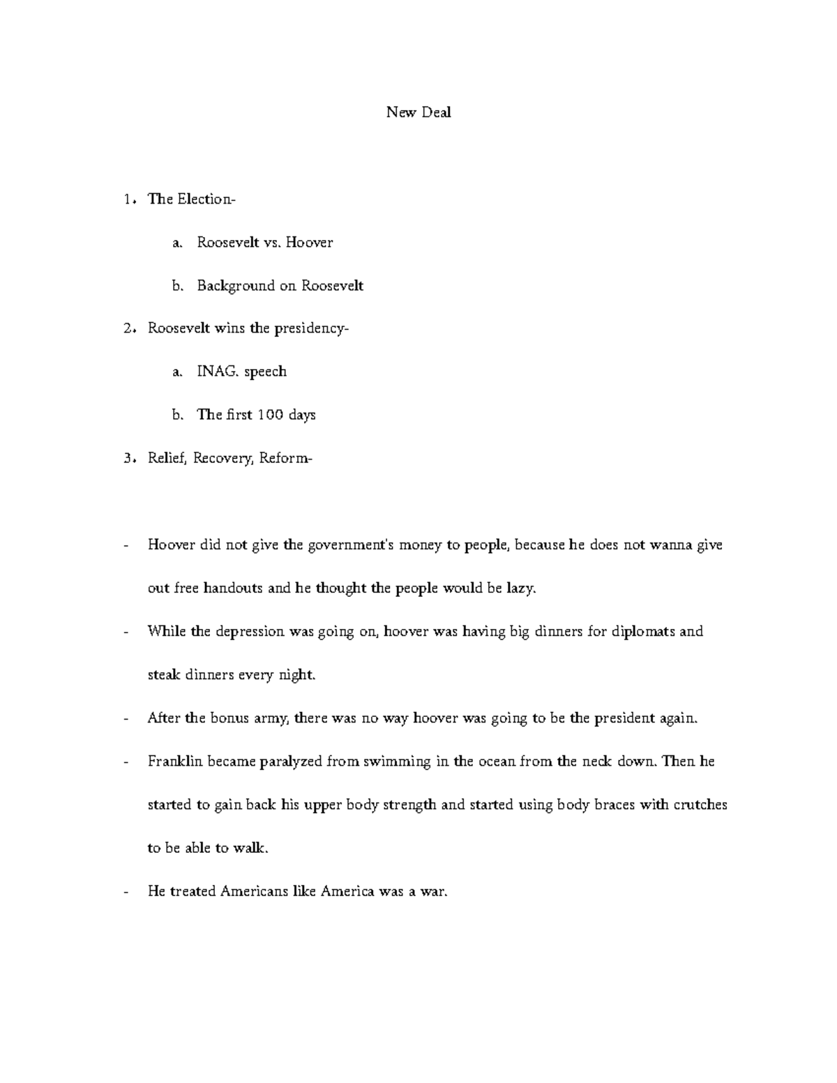 New Deal - New deal notes. FDR. - New Deal The Election- a Roosevelt vs ...