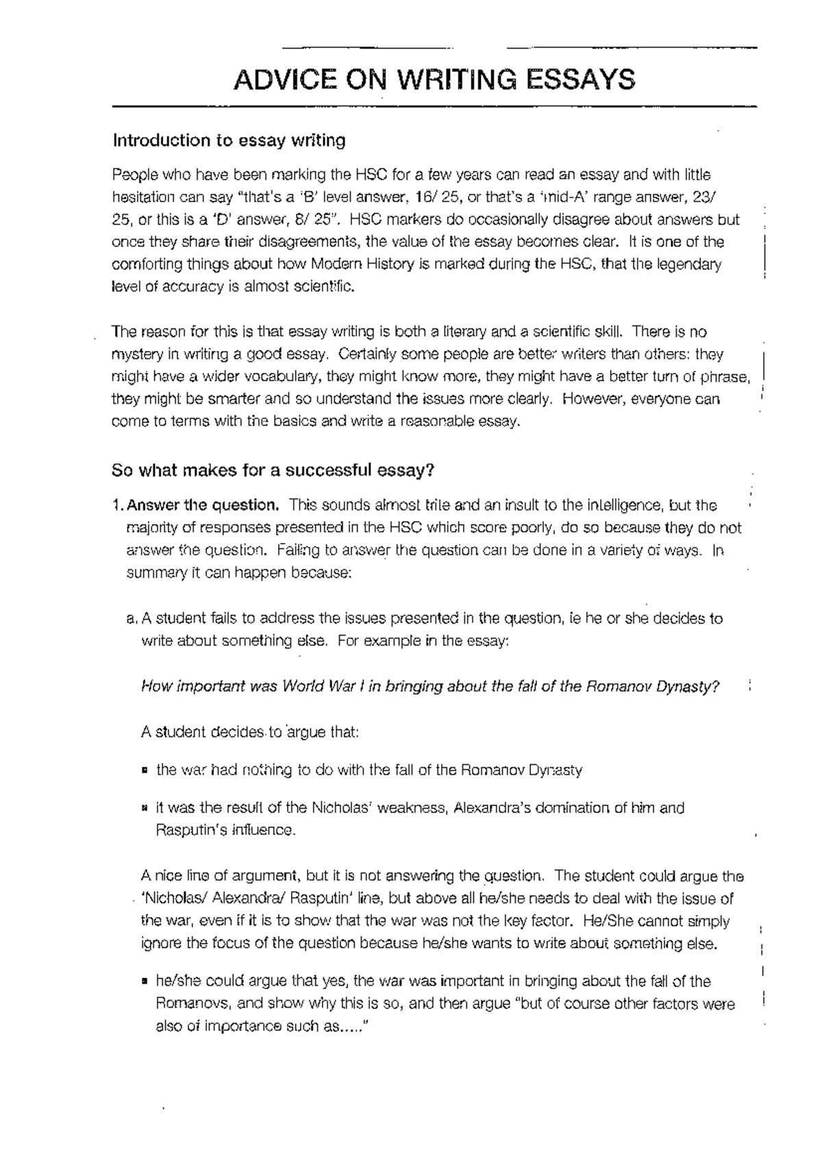 Advice on essay writing on Russia - Studocu