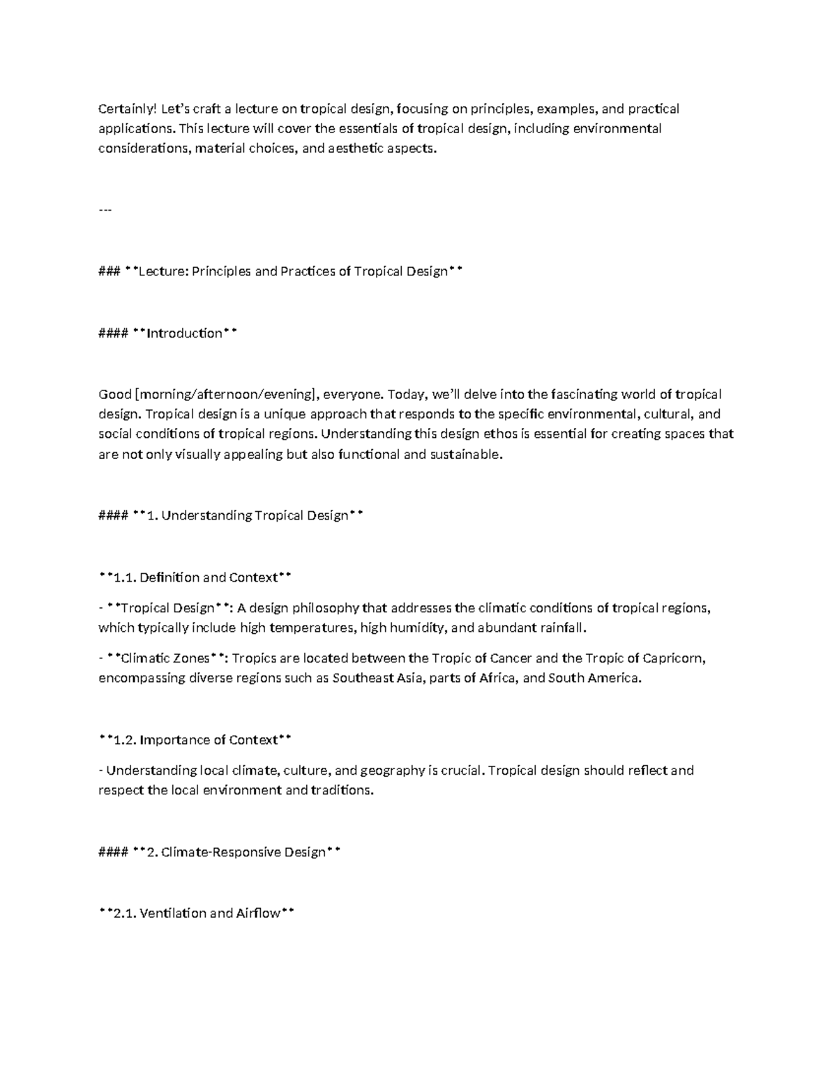 Tropical Design - Certainly! Let’s craft a lecture on tropical design ...