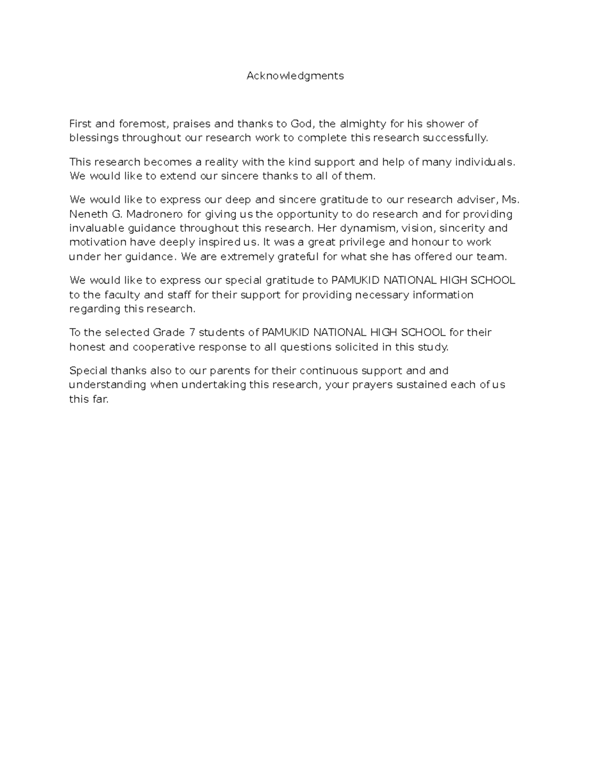 Acknowledgments - Lesson - Acknowledgments First and foremost, praises ...