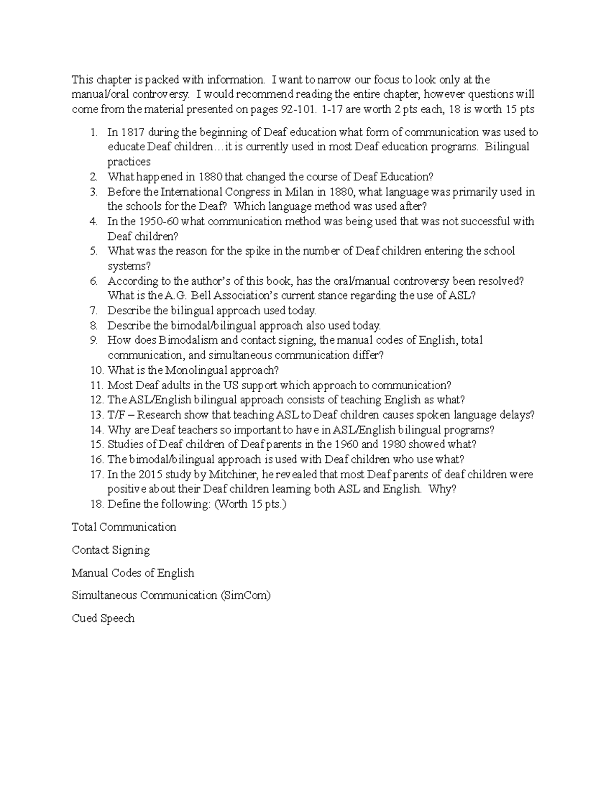 Deaf Culture Unit 4 Questions (1) - This chapter is packed with ...