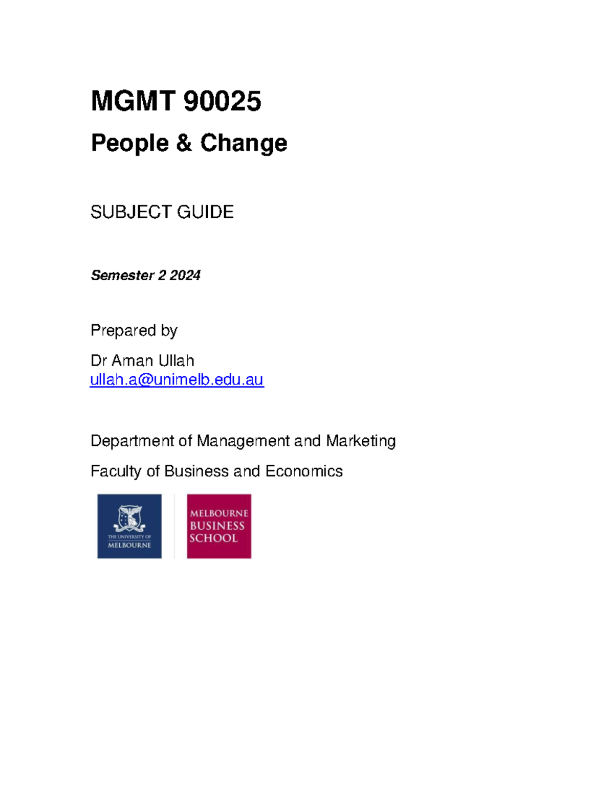 Aman People & Change Subject Guide 2024-S2 Draft-1 - MGMT 90025 People ...