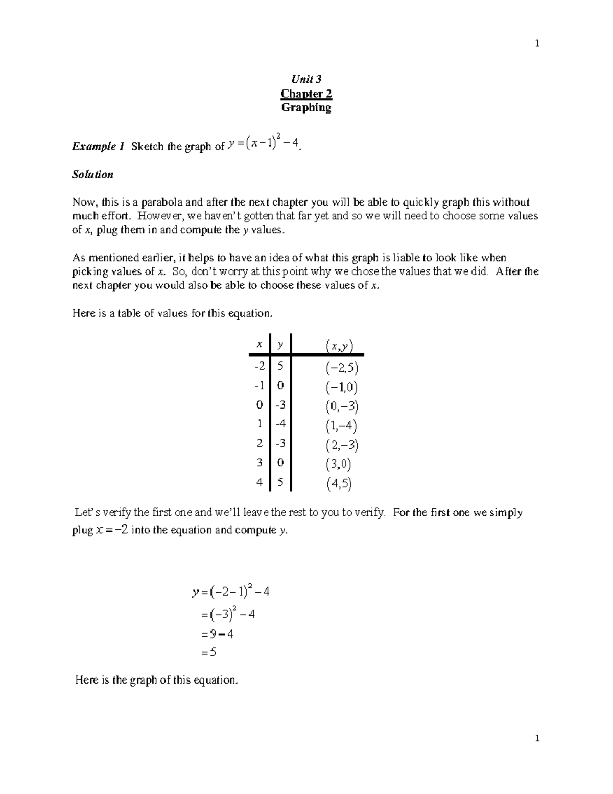 Unit 3 Chapter 2 (graphing) - Unit 3 Chapter 2 Graphing Example 1 ...