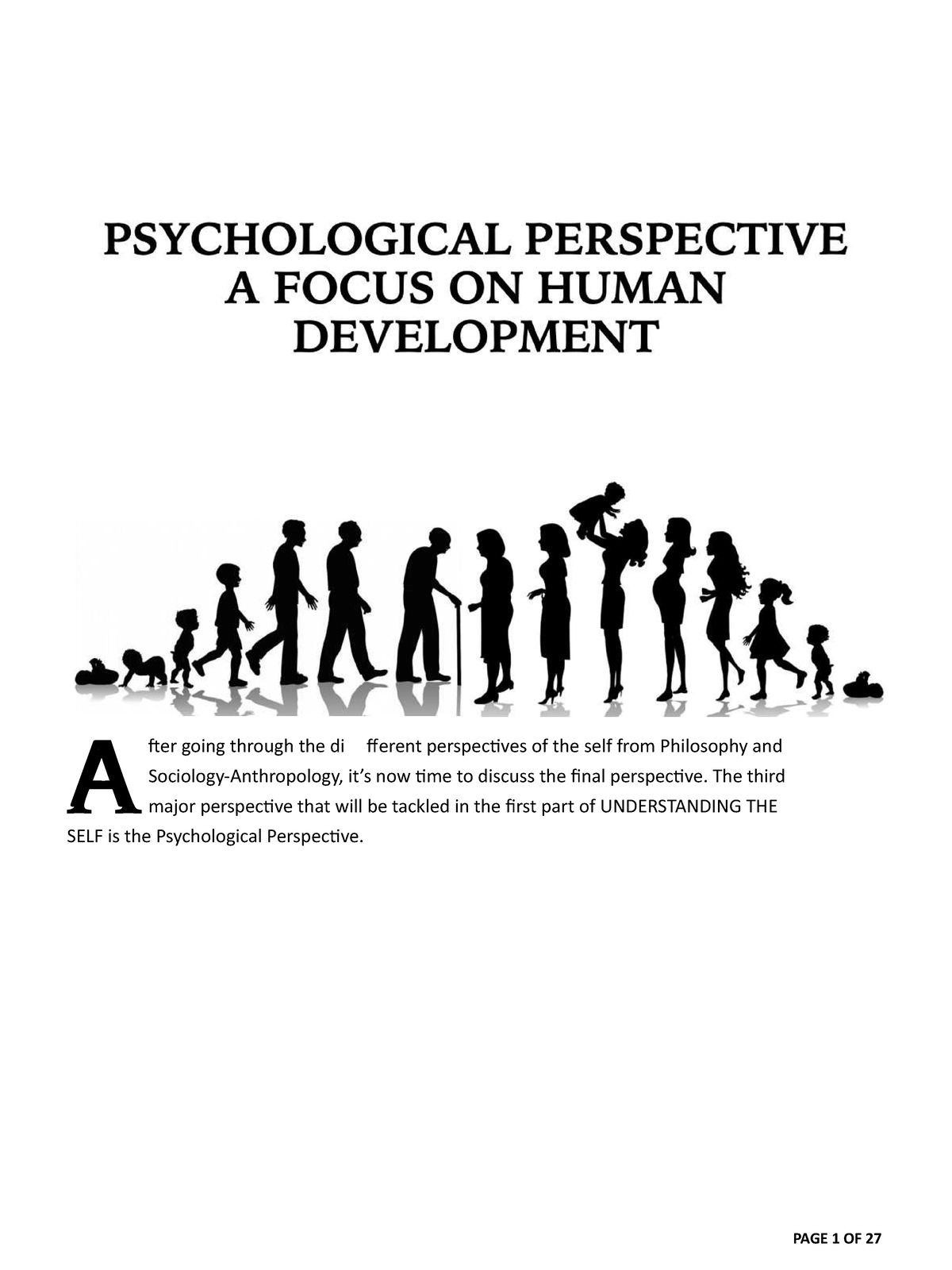 Psychological Perspective A Focus ON Human Development - A fter going ...