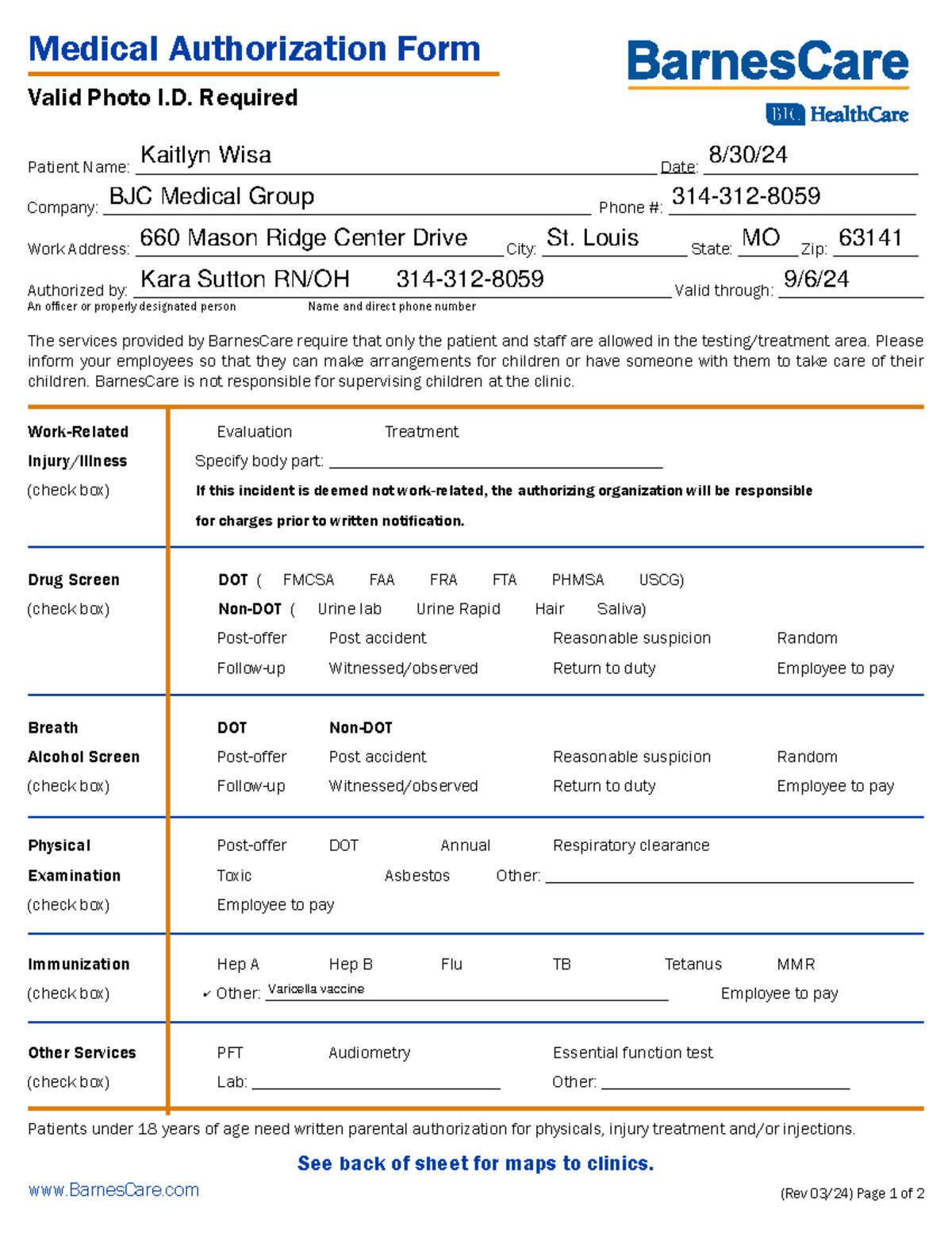 K Wisa auth form - sdc - Medical Authorization Form Patient Name: - Studocu
