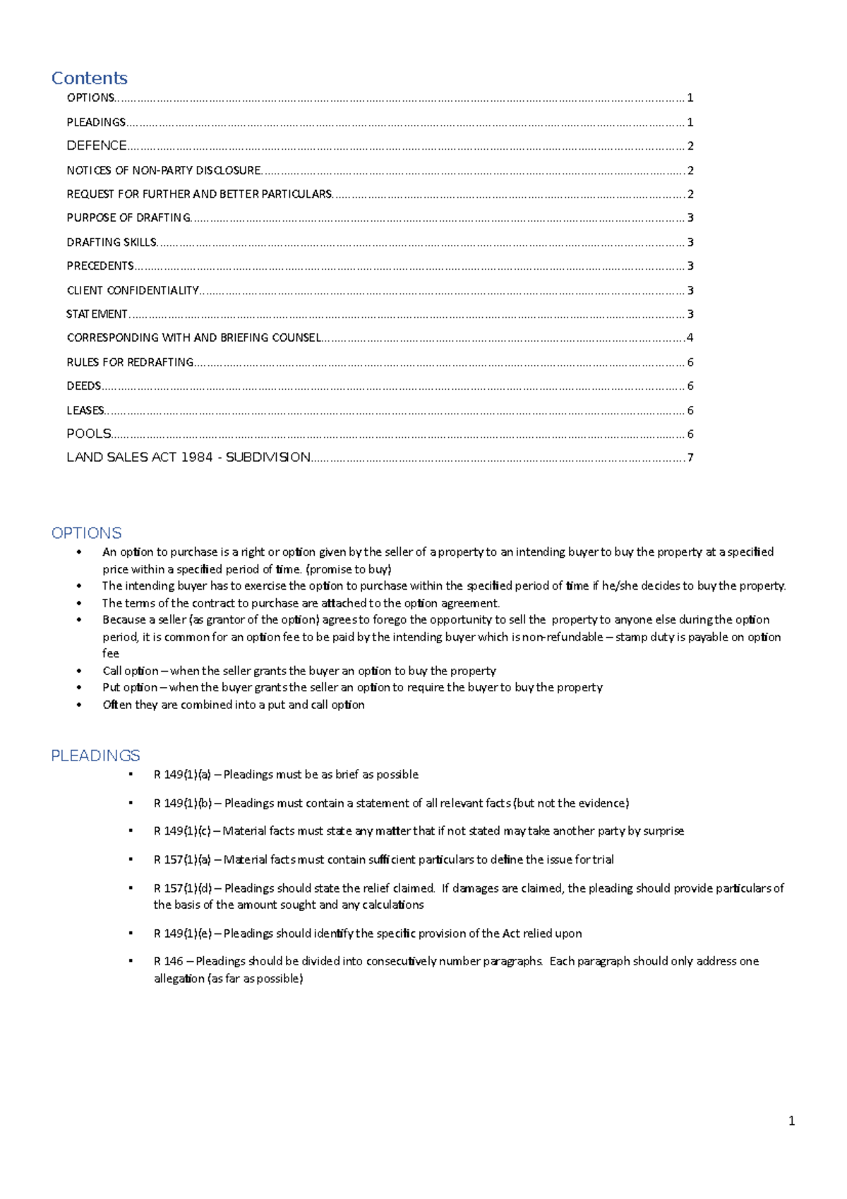 Extra - Exam Notes - Contents - Studocu