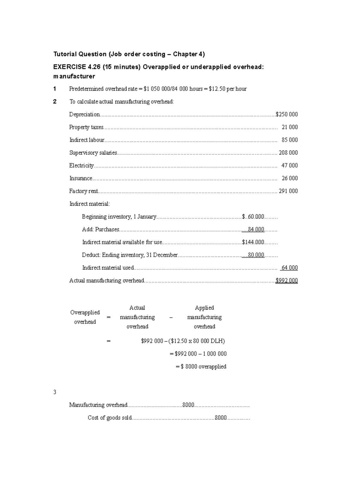Tutotial (job order costing) - Tutorial Question (Job order costing ...