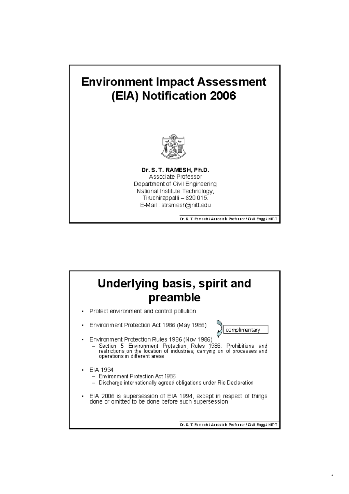 3 Environment Impact Assessment Eia Notification 2006 2 1 Dr S T