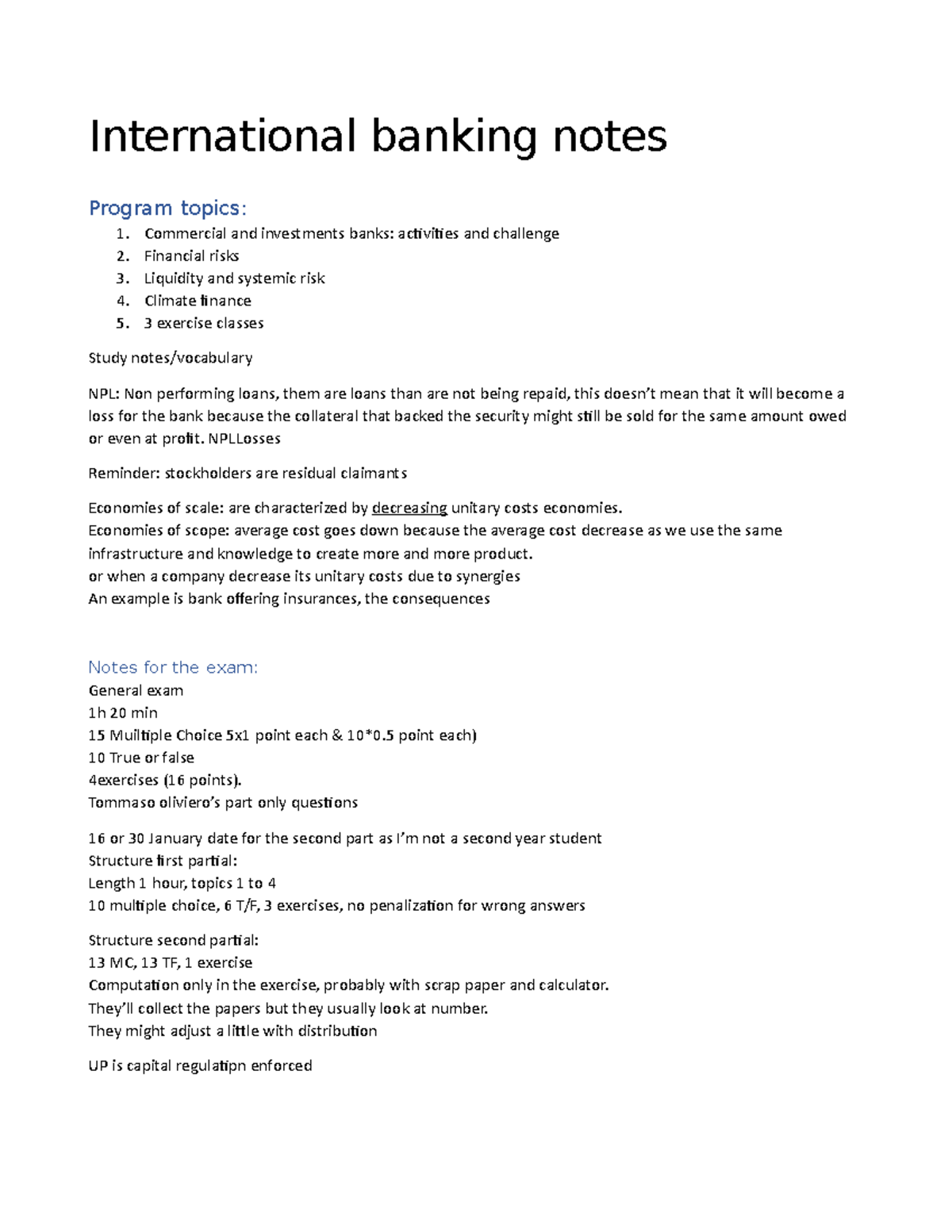 International banking notes - International banking notes Program ...