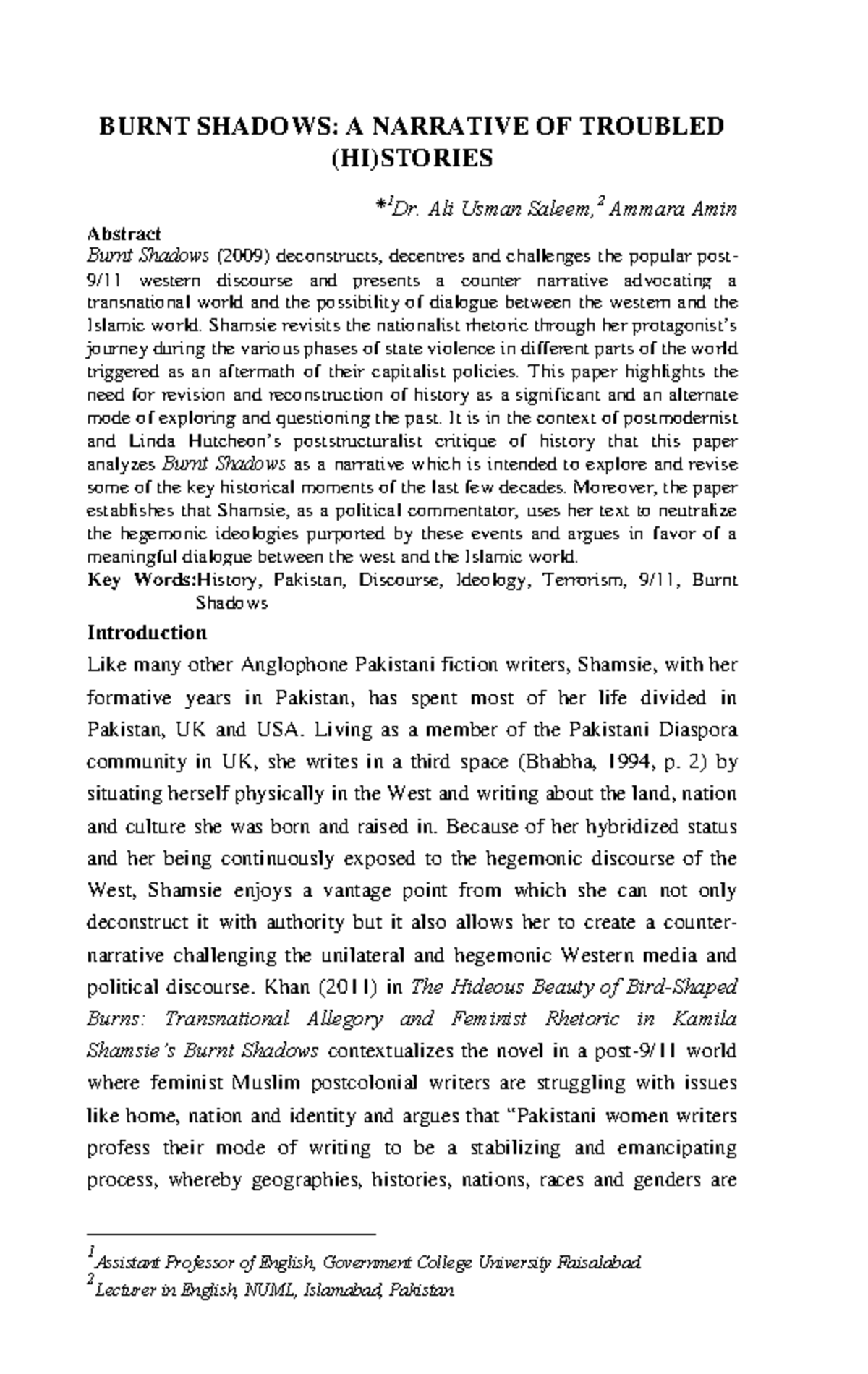 15-109-PB - Notes - BURNT SHADOWS: A NARRATIVE OF TROUBLED (HI)STORIES ...