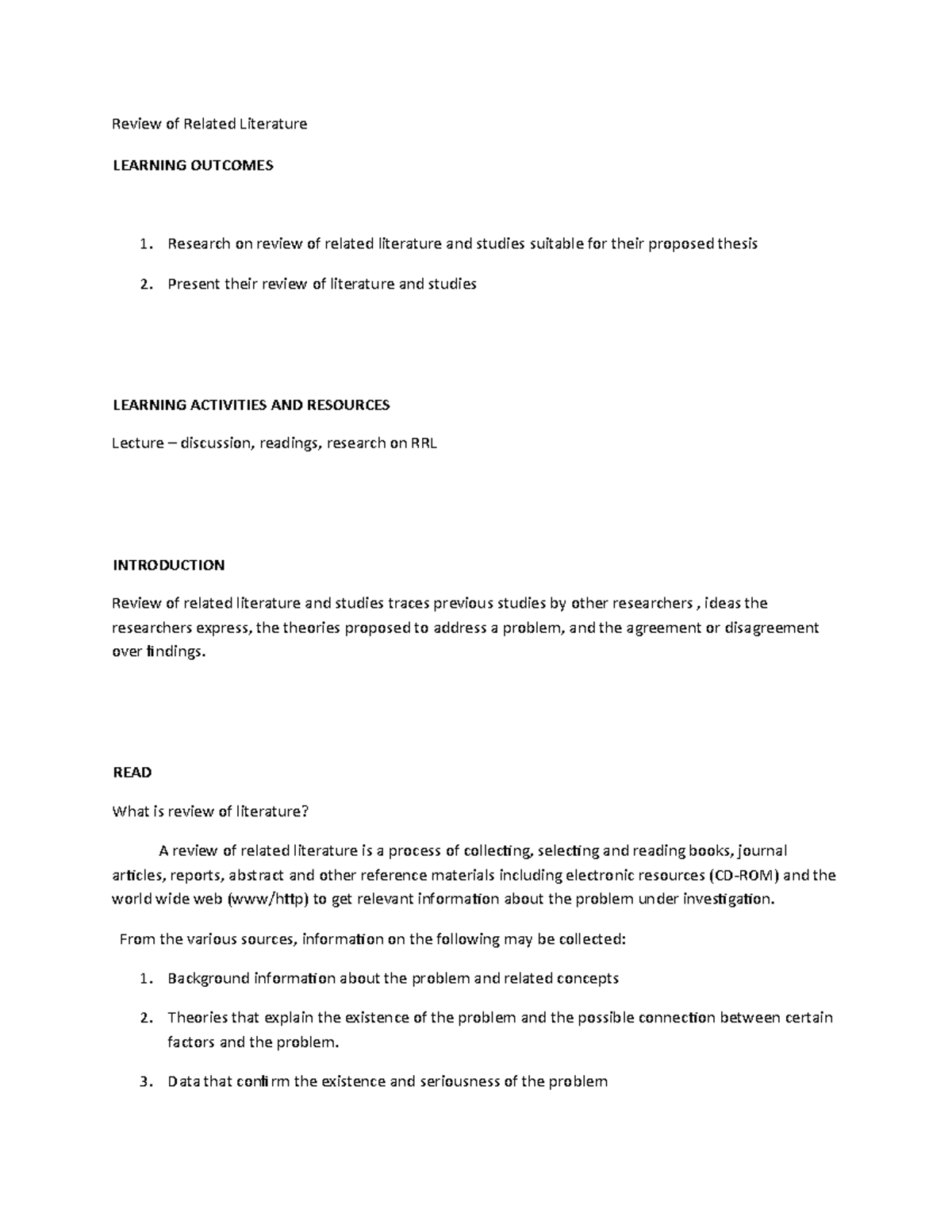 Review of Related Literature - Review of Related Literature LEARNING ...