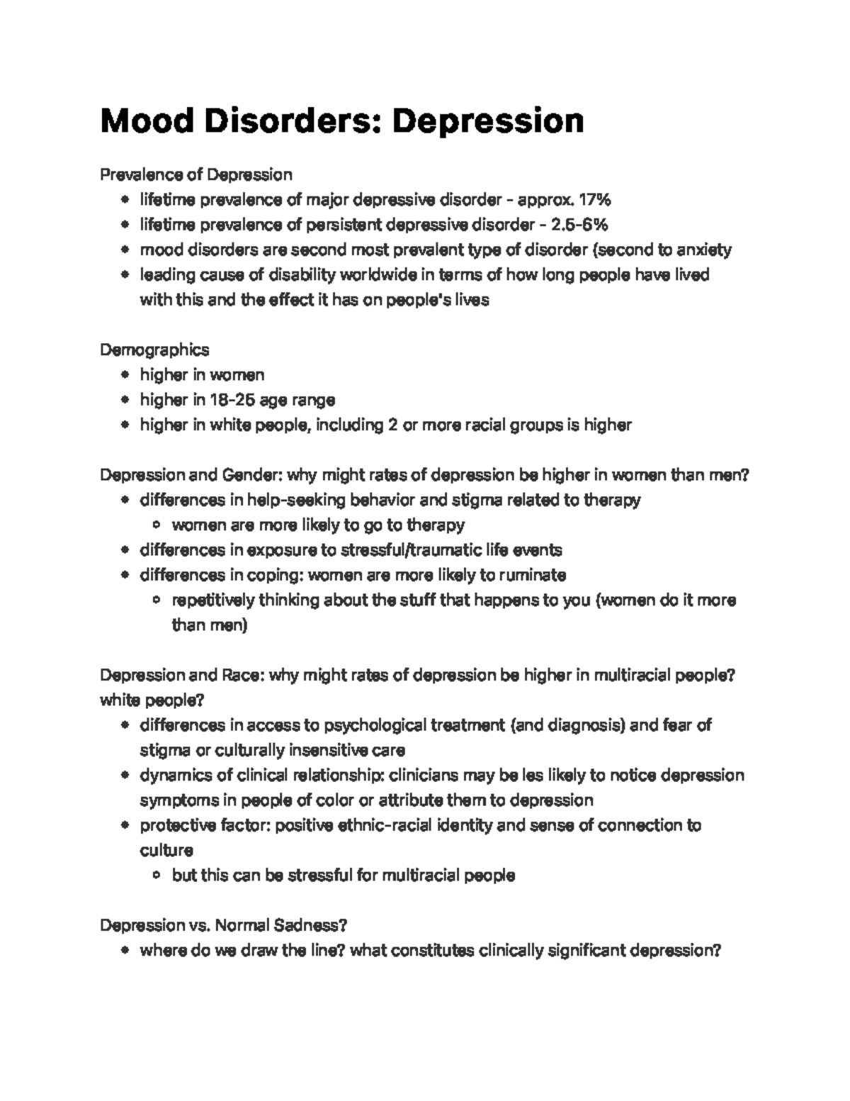 Mood Disorders Depression - M o o d D i s o rd e rs : D e p re ss i o n ...